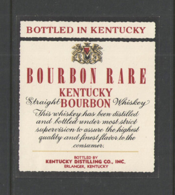 BOURBON RARE KENTUCKY STRAIGHT BOURBON WHISKEY LABEL | eBay
