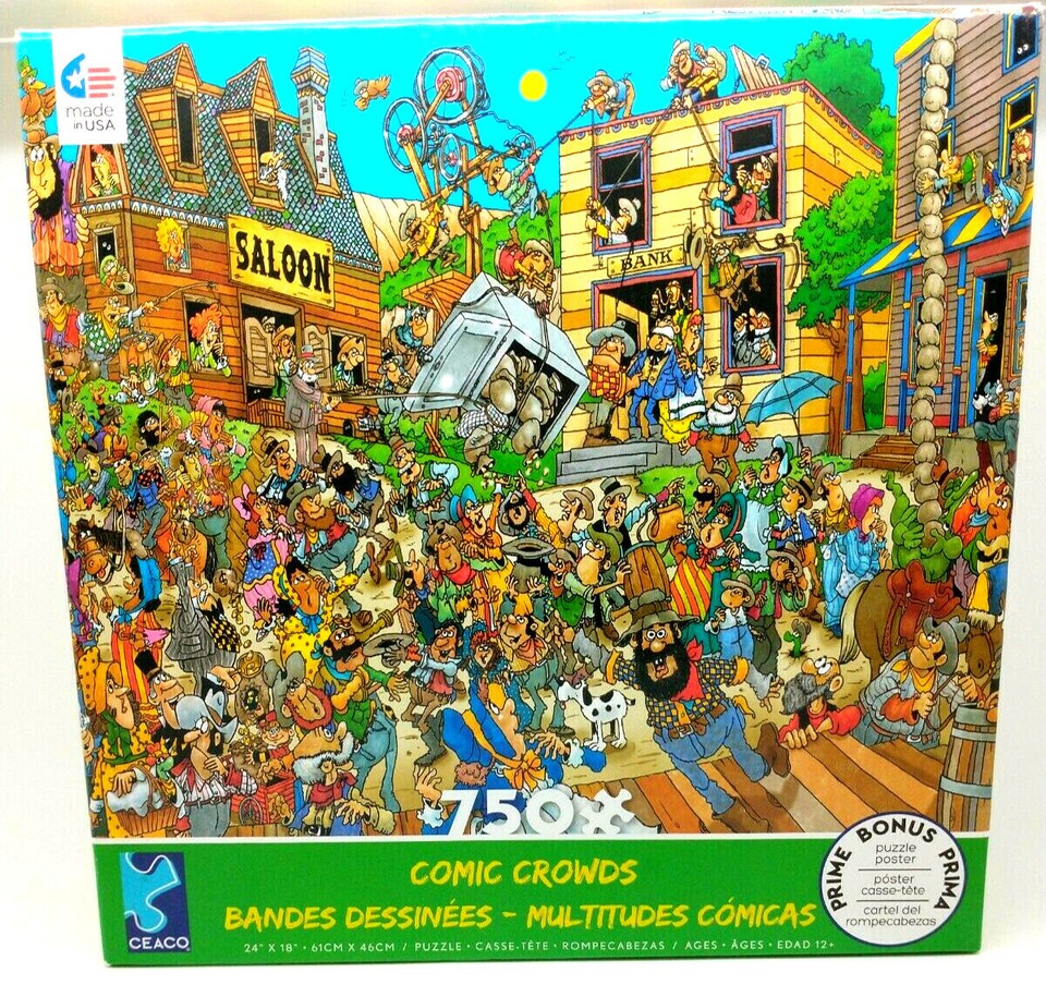 Ceaco 750 Piece Jigsaw Puzzle Comic Crowds Includes Poster 24" x 18" | eBay