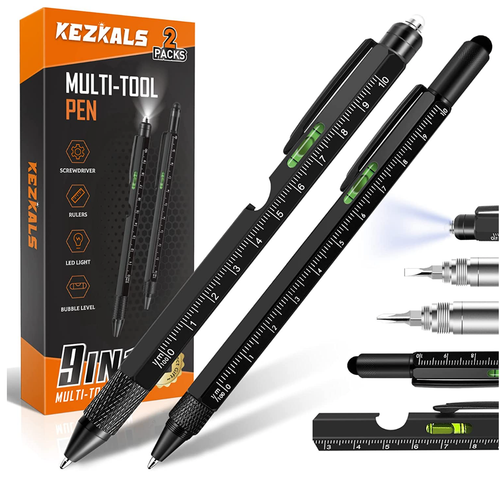 2Pc Pen Set - LED Light, Touchscreen Stylus, Ruler, Level, Bottle ...