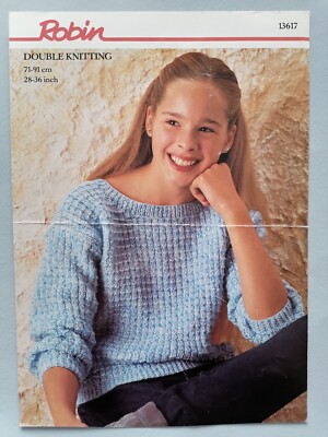 LADIES'/TEENS SWEATER, 71-91cm, 8ply - ROBIN Knitting Pattern 13617 ...