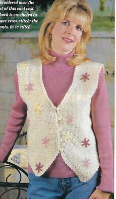 Lady's Lazy Daisy Vest crochet PATTERN INSTRUCTIONS | eBay