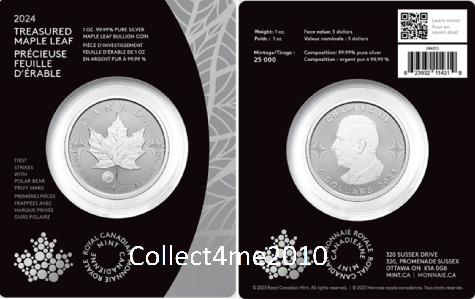 2024 Maple Leaf Polar Bear Privy King Charles III 1oz .9999 Silver Coin ...