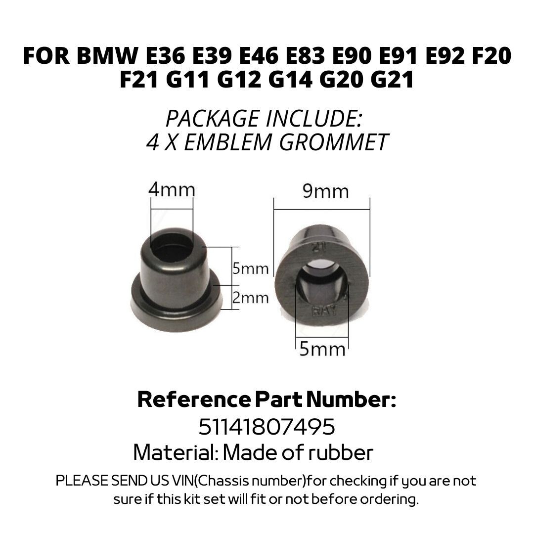 Set of 4 Emblem Grommet for BMW E36 E39 E46 E90 E91 E92 F20 F21 G11 G14 ...