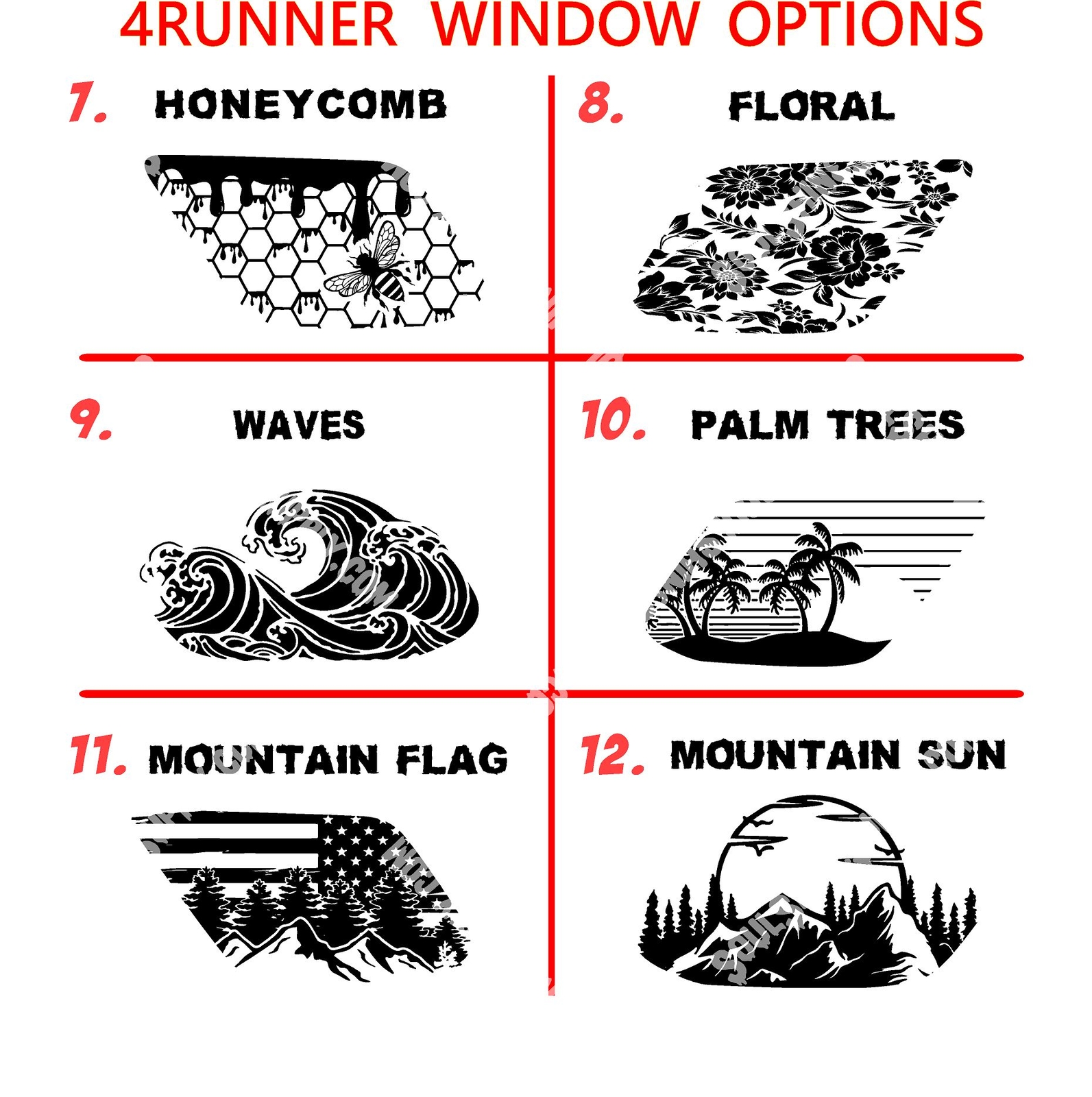 Vinyl Decal for Toyota 4Runner 3rd, 4th, 5th Gen Matte Black Sticker | eBay