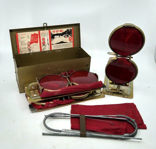 Vari-Flare Red Reflector Emergency Kit Metal Box Auto Classic Car ...