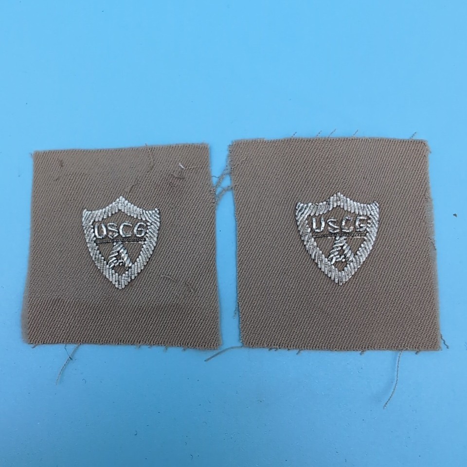 SET OF 2: Vintage WW2 WWII US Coast Guard Auxiliary Patch Silver ...