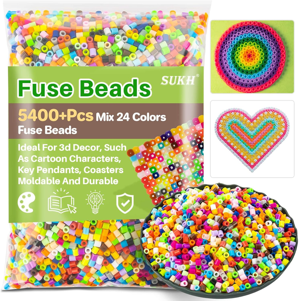 Sukh 5400+Pcs Fuse Beads - Fuse Beads Kit Melty Beads Kit Melting Beads ...