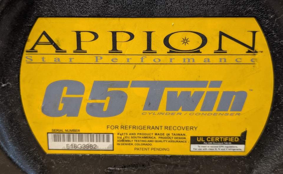 Appion G5 Twin Star Performance Refrigerant Recovery Machine | eBay
