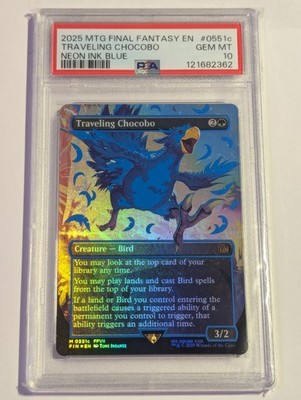 Traveling Chocobo Borderless Neon Ink Blue Final Fantasy Foil PSA 10 ...