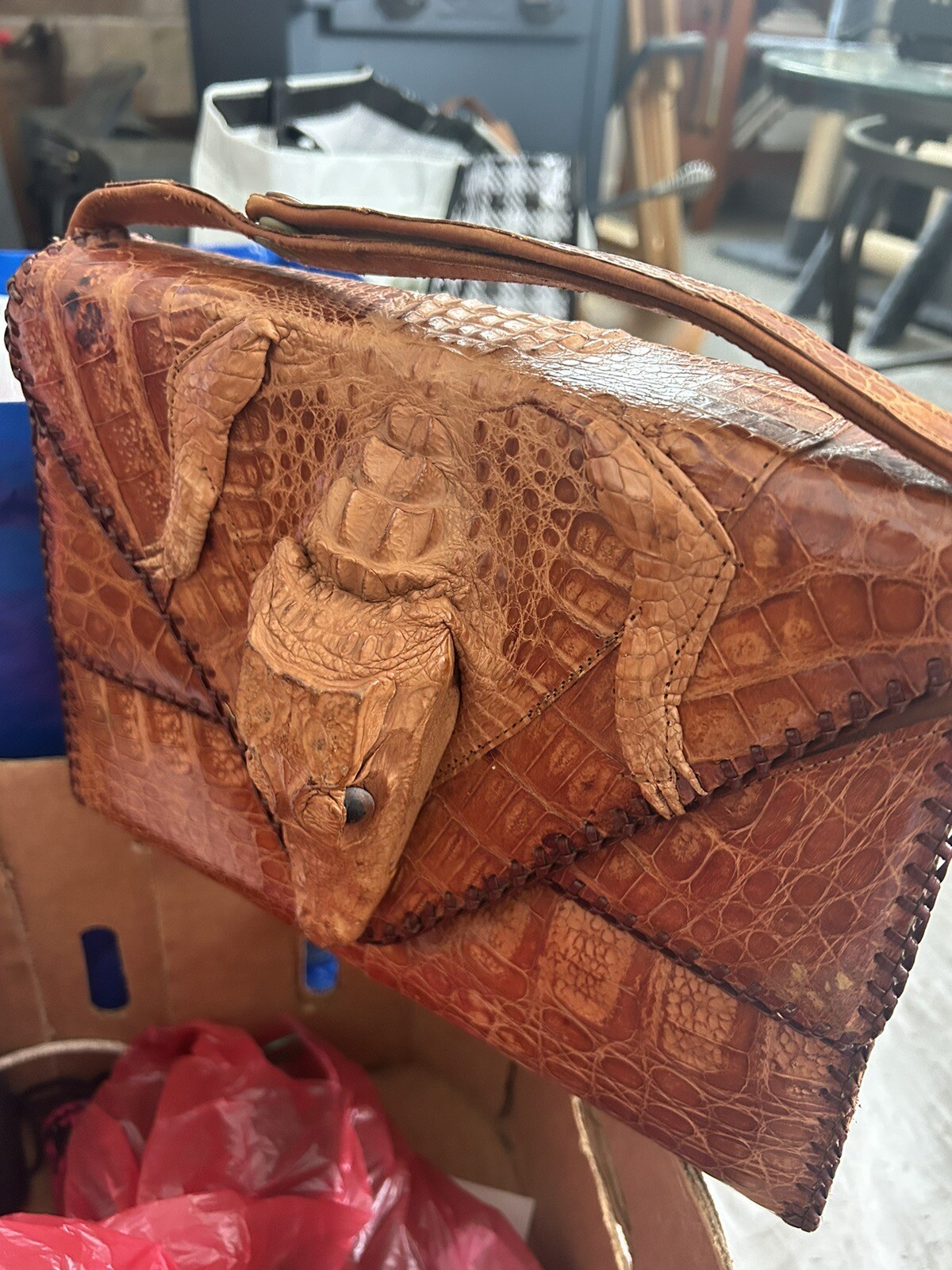 1950 Vintage Genuine Alligator Hand Bag - Gem