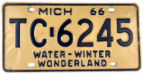 Vintage 1966 Michigan Auto License Plate Man Cave TC-6245 Wall Decor ...