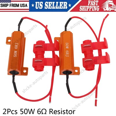 2pcs New Load Resistor 50W 6RJ LED Decoder FIX Hyper Flash Turn Signal ...