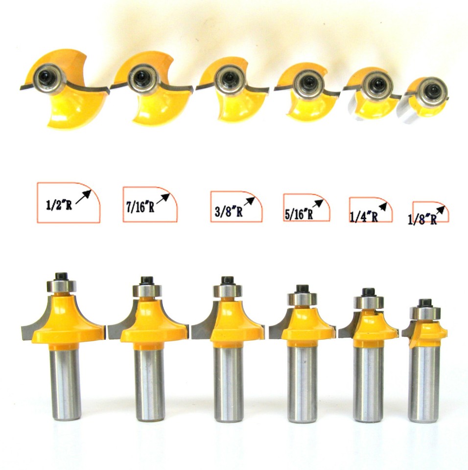 6pc 1/2 Shank Edge Forming Round Over Router Bit Set sct-888 | eBay