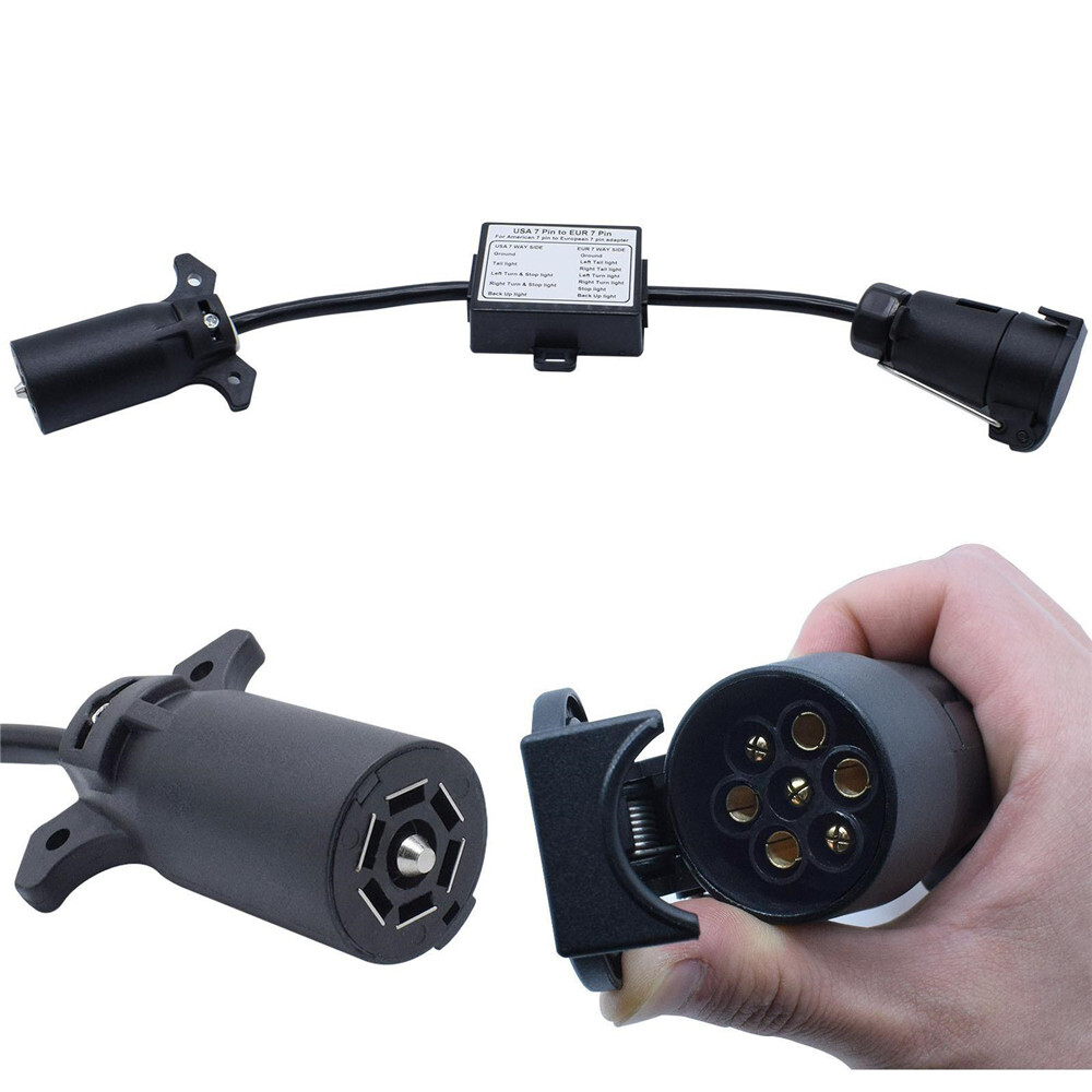 USA 7-Way Blade Socket to EUROPE 7Pin Round Plug Trailer Light ...
