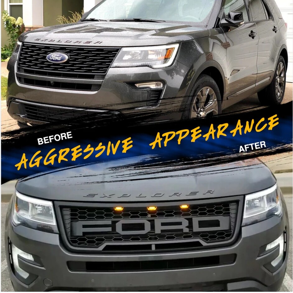 For 2016-2017 Ford Explorer Grille Raptor Style Front Grill Mesh W ...