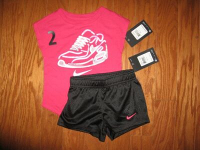 Nike 2 Pc Outfit Set Tee Shirt & Shorts Girls 2T NWT | eBay