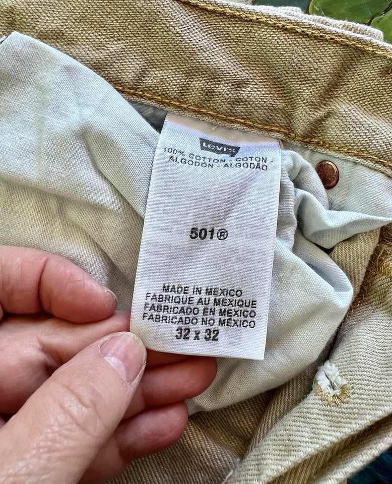 Vintage Men’s 501 Tan Denim Levis 5 Button Jeans 32 X 32 Mexico 1980 ...