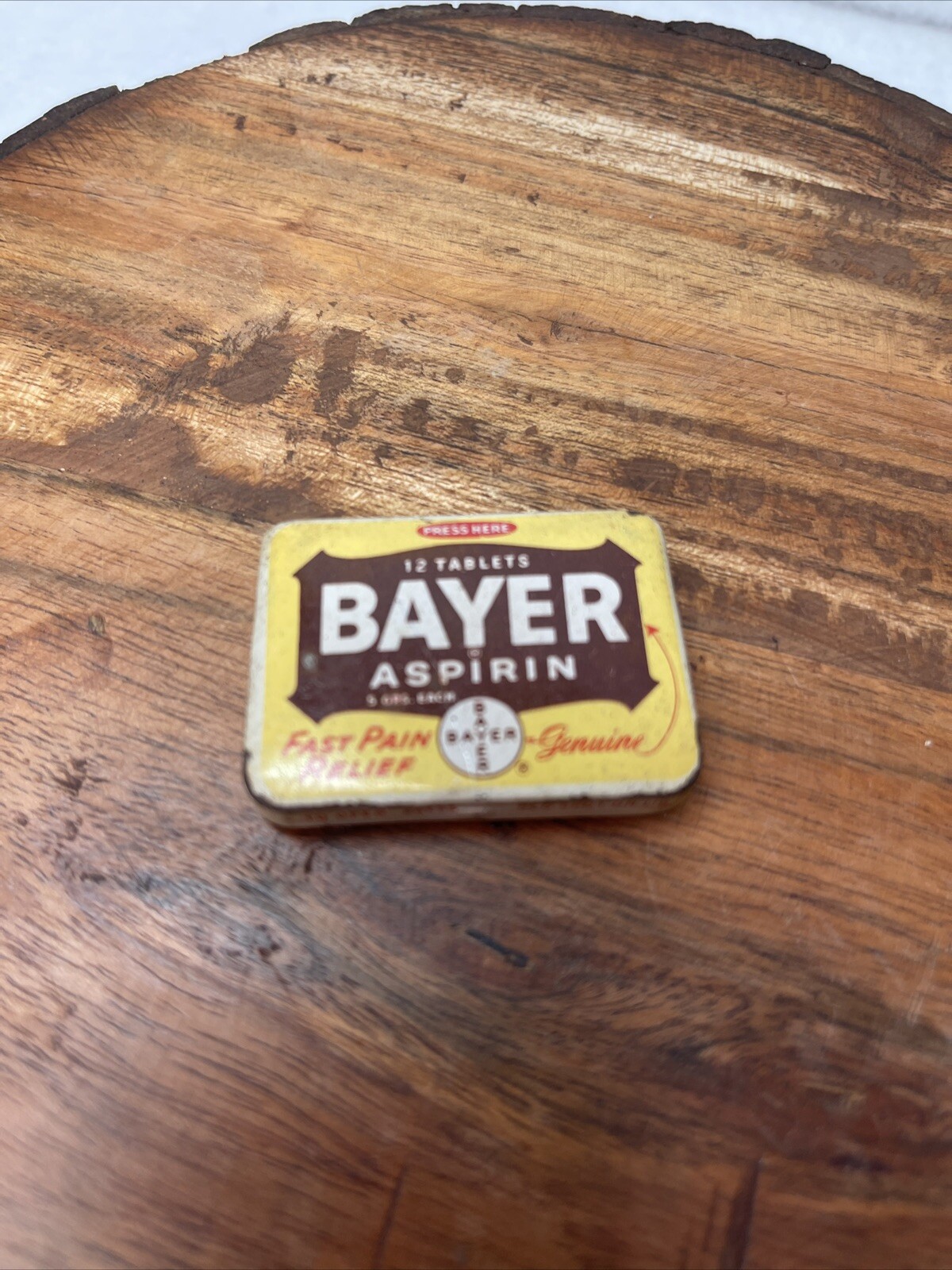 Vintage Bayer Aspirin Metal Tin Advertising Medicine Rare Granny Core ...