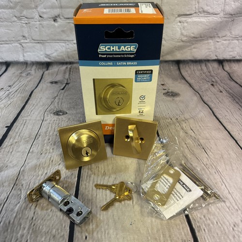 Schlage Collins Deadbolt Lock Single Cylinder Keyed Entry Brass B60N G ...
