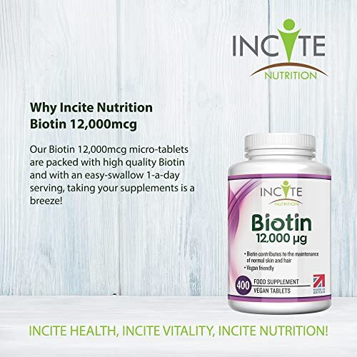 Biotin Hair Growth Supplement 12,000mcg - 400 Tiny 6mm Tablets (Full ...