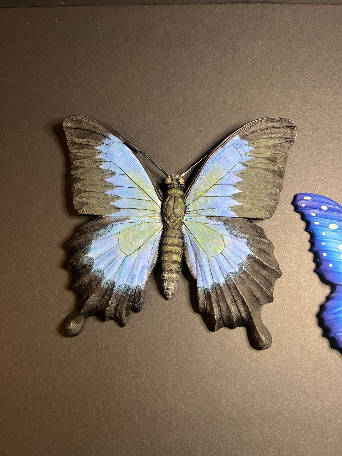 Set of 2 Unique Hand-Crafted Resin Ulysses & Morpho Helena Butterfly ...