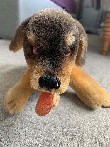 Rare 9” Steiff Playful Open Mouth Mohair Vintage Beppo Puppy Dog NO ID ...