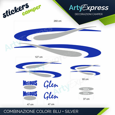 Kit completo 12 adesivi camper MCLOUIS Glen 560, loghi stickers carvan ...