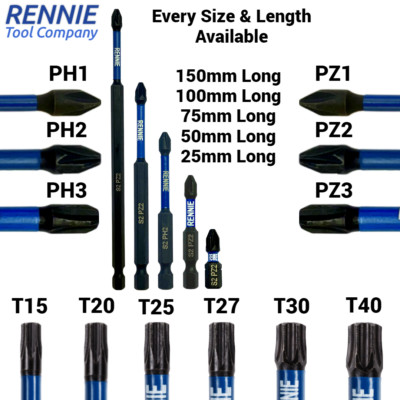 PZ1 PZ2 PZ3 PH1 PH2 PH3 Torx Long Magnetic Impact Screwdriver Drill ...