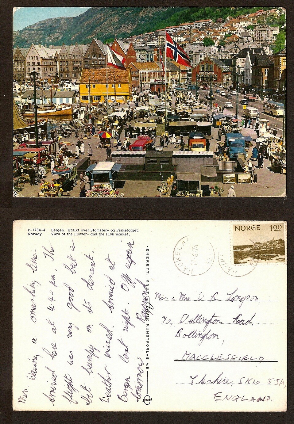NORWAY VINTAGE POSTCARD STAMP 1974 BERGEN FISH MARKET- FLOWER | eBay