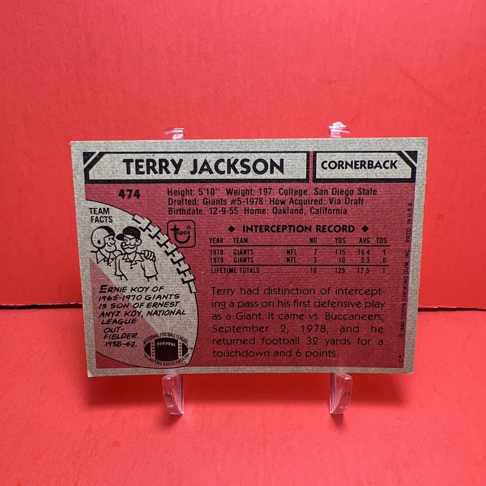 1980 Topps Terry Jackson #474 VG🦄 | eBay