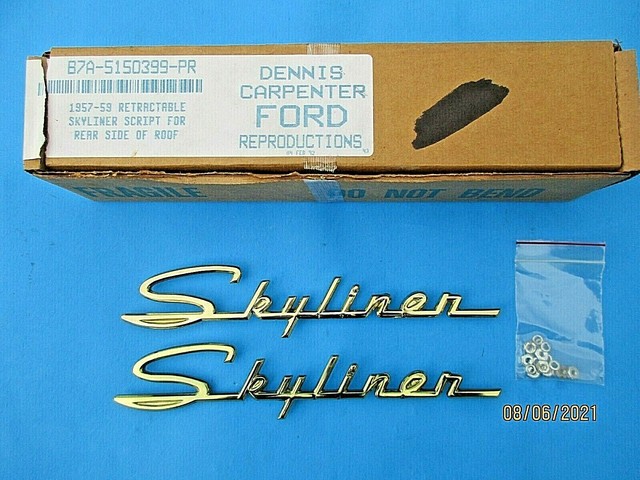 Genuine 1957 Ford Fairlane Skyliner Gold Badge Emblems B7a-5150399-a ...