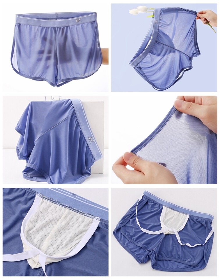 3 Pack Mens Boxer Shorts Loose Split Side Mesh Breathable Boxer Briefs ...