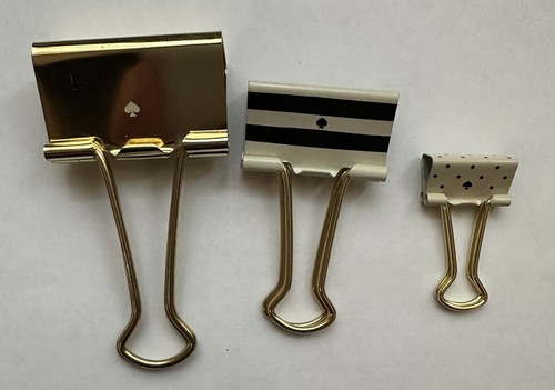 NEW Kate Spade Binder Clip Set of 3 (Polka Dots, Stripes, Gold) | eBay