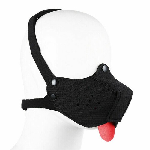 Puppy Play Rubber Half Face Dog Mask Hood Restraint Muzzle Headgear ...