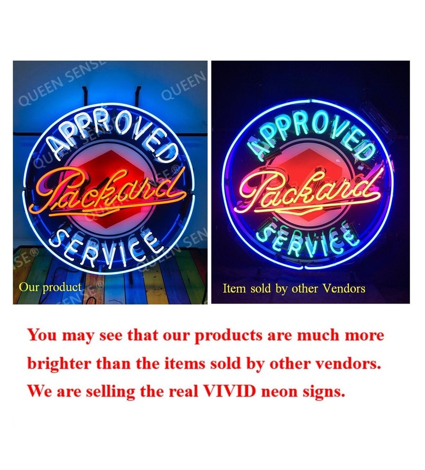 New Approved Service Packard Neon Light Sign Lamp 24"x24" HD Vivid ...