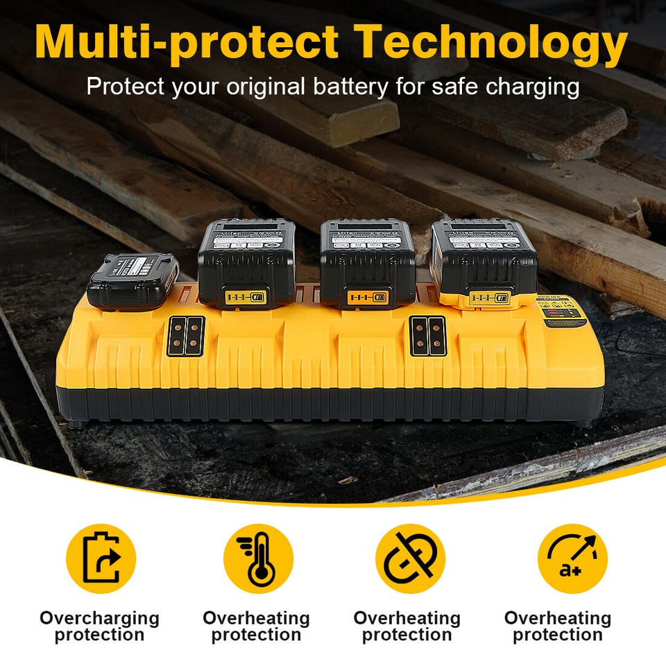 4 Port Fast Charger W/6.0Ah DCB184 XR battery For DeWalt DCB104 18V 54V UK Plug | eBay UK