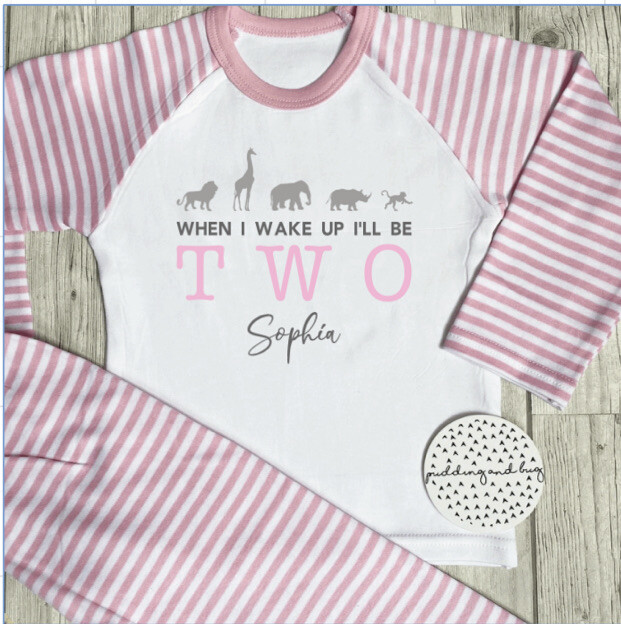 Personalised When I Wake Up I Will Be Two Girls Pyjamas Two Wild Safari ...