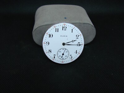POCKET WATCH MOVEMENT 43mm ELGIN 17j RED 60 DIAL PARTS OR REPAIR ! aaa5 ...