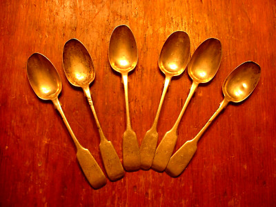 Set of 6 Antique Exeter Sterling Spoons b Josiah Williams & Co. Date ...