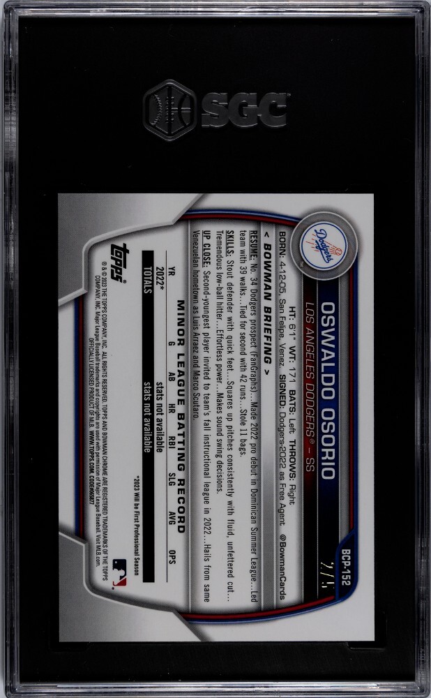 2023 Bowman Chrome Oswaldo Osorio Red Aqua Vapour /5 1st Refractor SGC ...