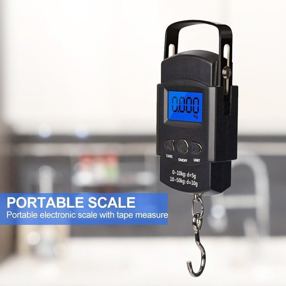 Mini Portable Digital Scale Hand Held Hanging Hook Weighing with Back ...