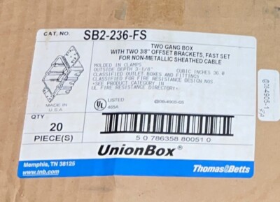 Thomas & Betts UnionBox SB2-236-FS 2GANG BOX W/ 2- 3/8" OFFSET BRACKETS ...