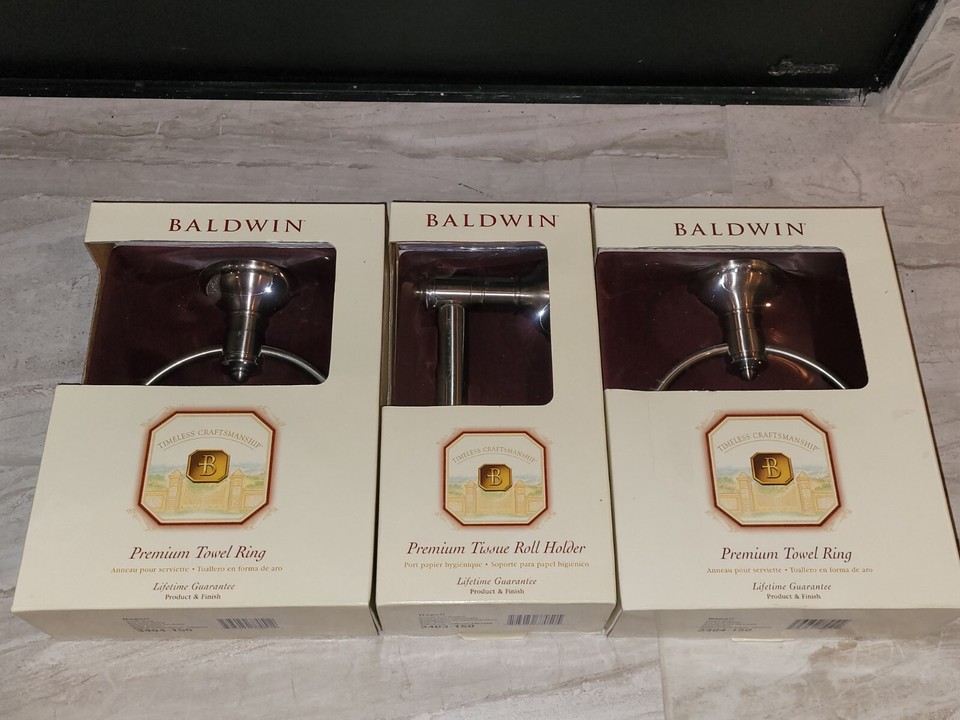 Baldwin Premium NAPOLI Brass Tissue Roll Holder 3403-150 & 2 Towel ...