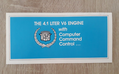 Cadillac 4.1 V6 Engine Option Brochure c.1978 - with Computer Command ...
