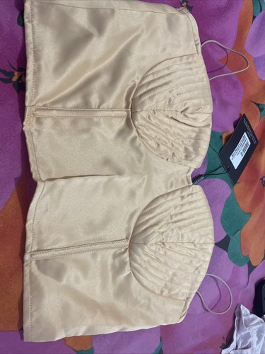 Pretty Little Things Champagne Satin Seashell Cup Bustier Crop 8 ...