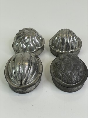 Set Of 4 Vintage Tin Individual Steamed Bread Pudding Mold 4 Shapes ...