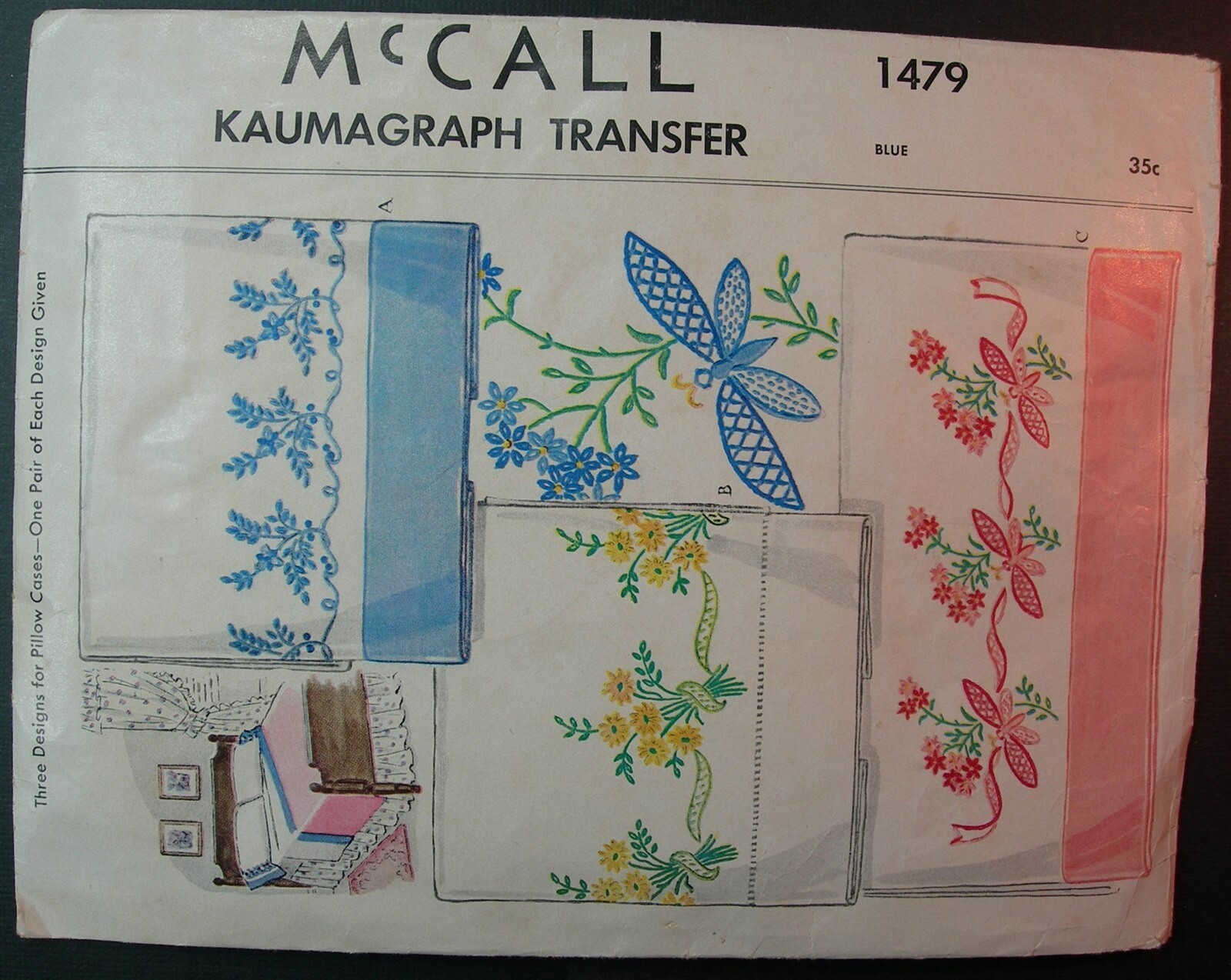 Vintage 1949 McCall Kaumagraph 1479 Embroidery transfer Patterns B & C ...