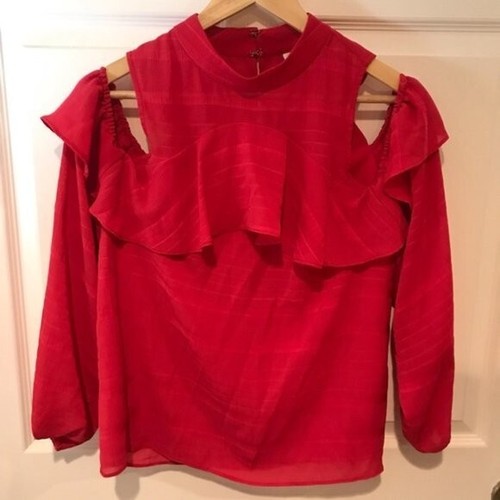 Devlin Red Cold Shoulder Blouse Long Sleeve Top Women’s Size Medium | eBay
