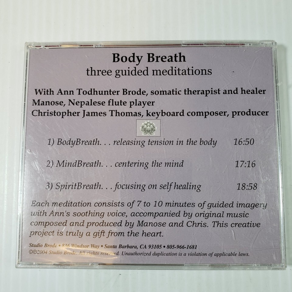 Body Breath by Ann Todhunter Brode three guided meditations 2004 healer ...