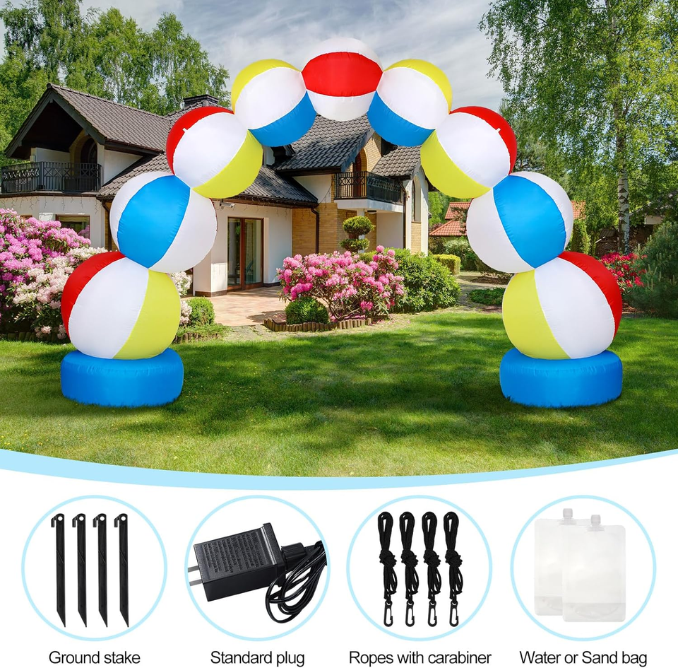 Inflatable Arch 8 Ft Summer Beach Ball Party Arch Rainbow Arch Beach ...